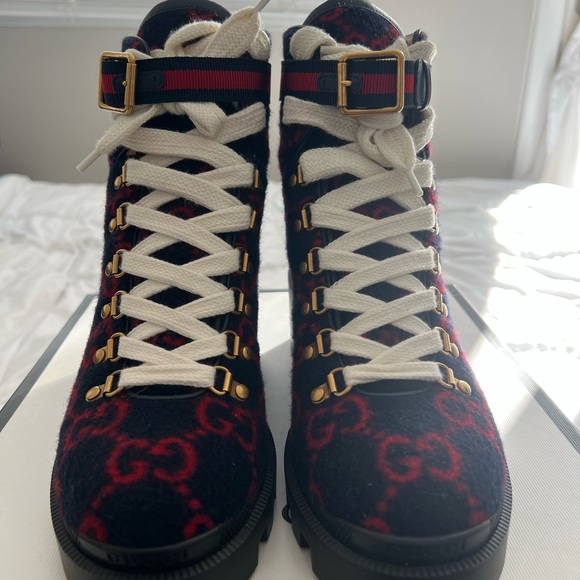 Gucci | Shoes | Gucci Whool Monogram Boots Lightly Worn | Poshmark